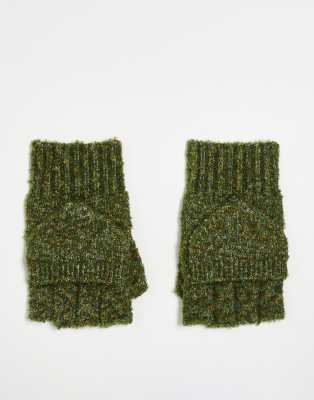 Native Youth fold detail knit gloves in green | ASOS