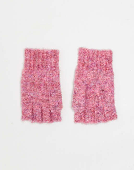 Native Youth fold detail knitted gloves in pink | ASOS