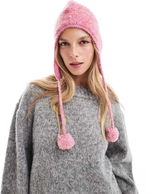 Native Youth knitted bonnet hat in pink marl | ASOS