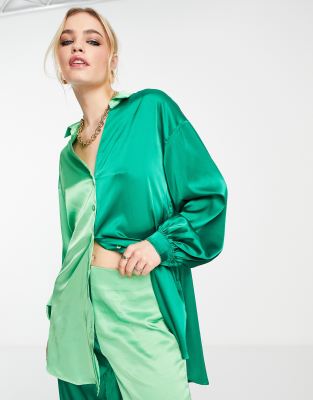Never Fully Dressed - Chemise d'ensemble contrastante color block - Vert | ASOS
