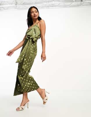 Never Fully Dressed - Jaspre - Jupe d'ensemble portefeuille mi-longue à motif moucheté | ASOS