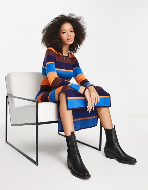 Never Fully Dressed Joseph knitted midi dress in multi | ASOS