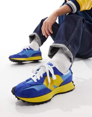 New Balance 327 sneakers in blue multi and yellow | ASOS