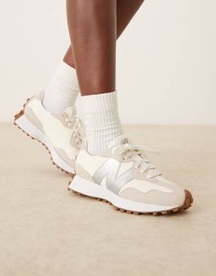 New Balance 327 trainers in off white and silver metallic | ASOS