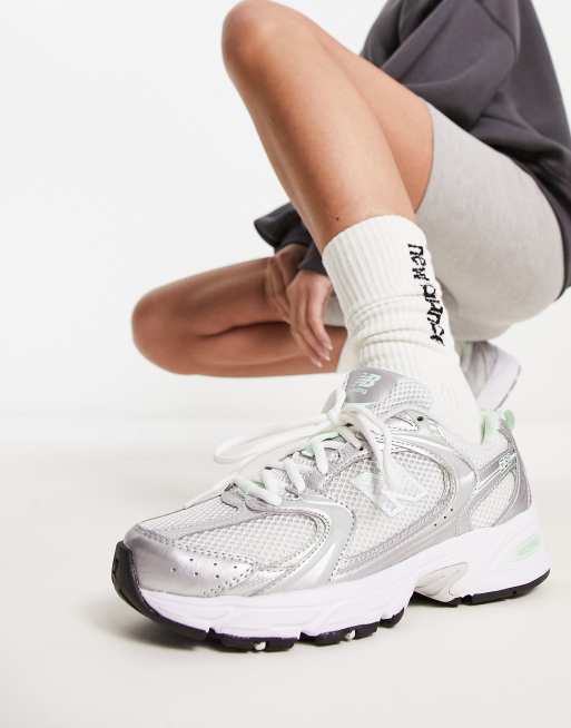 New Balance 530 sneakers in metallic and mint green | ASOS
