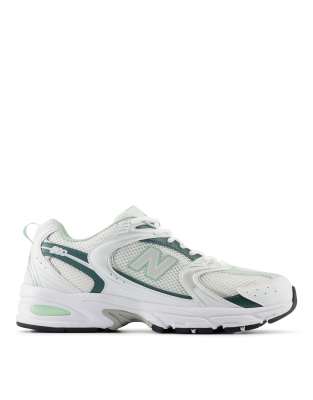 New Balance 530 trainers in white and metallic green | ASOS