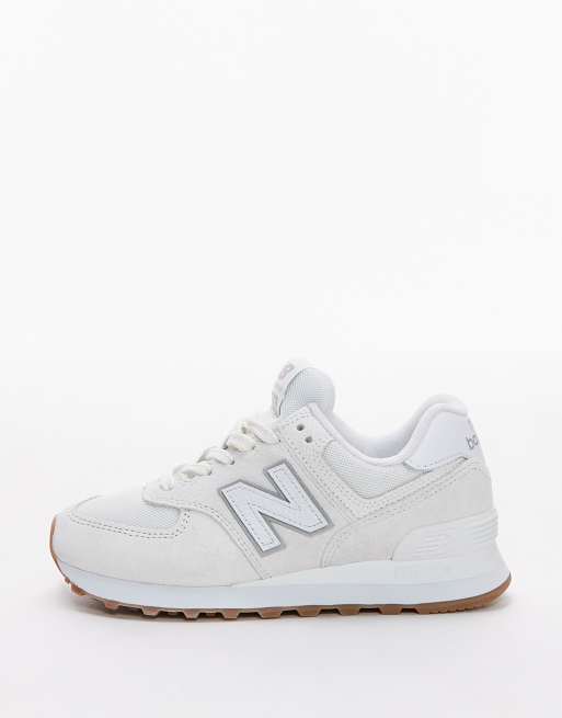 All white new balance 574 store