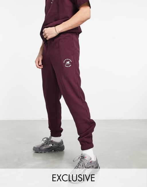 New Balance Life In Balance Bordowe Joggersy Unisex Asos
