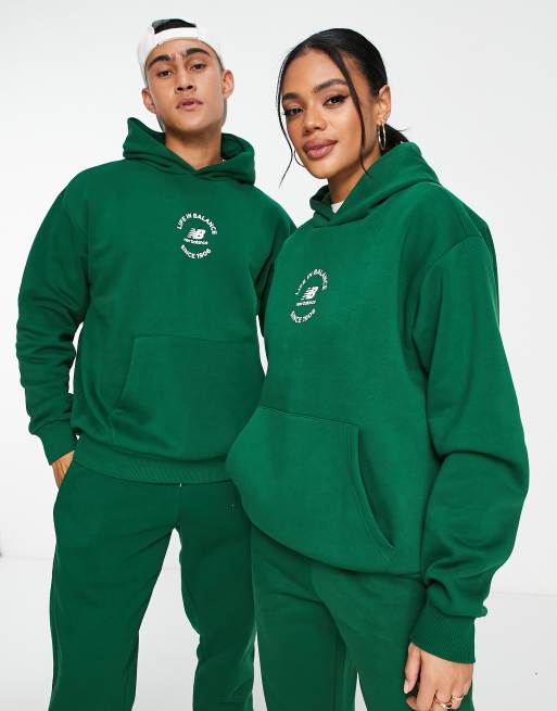 New Balance Life In Balance Felpa Unisex Verde Con Cappuccio Asos