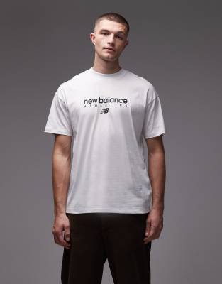 New Balance Linear graphic t-shirt in white | ASOS