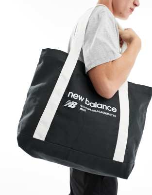 New Balance Linear logo tote bag in charcoal | ASOS