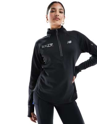 New Balance London edition nb heat grid half zip in black | ASOS