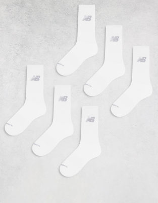 New Balance Performance crew socks 6 pack in white | ASOS