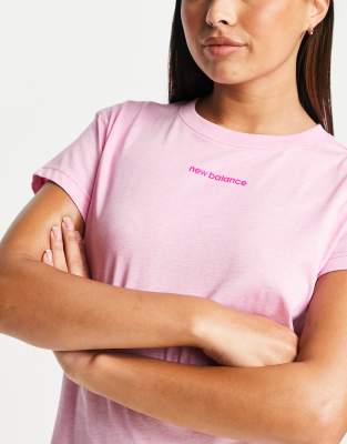 New Balance Relentless small logo crew neck t-shirt in pink | ASOS
