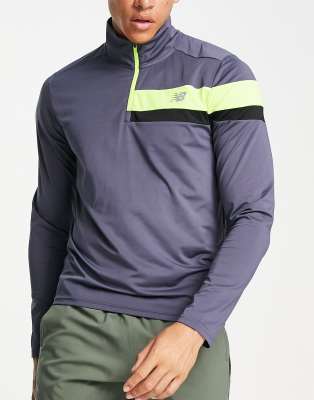 New Balance Running Accelerate 1/4 zip long sleeve top in navy | ASOS