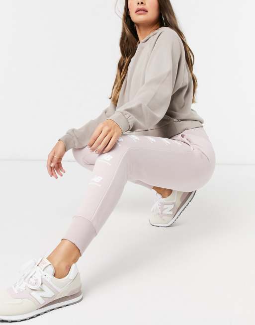 New Balance stacked logo joggers in pink | ASOS