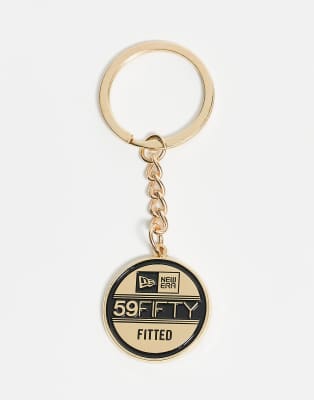 New Era 59fifty sticker metal keyring in gold | ASOS