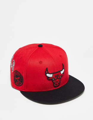 New Era 9Fifty Chicago Bulls all over patch cap in red | ASOS
