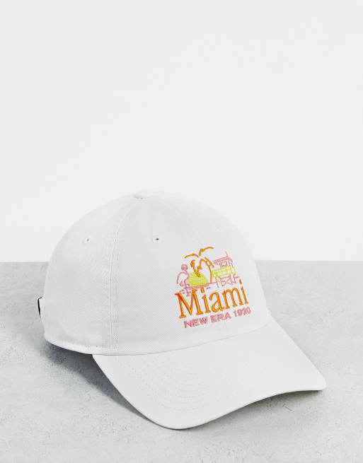 New Era 9twenty Miami script unisex cap in white | ASOS
