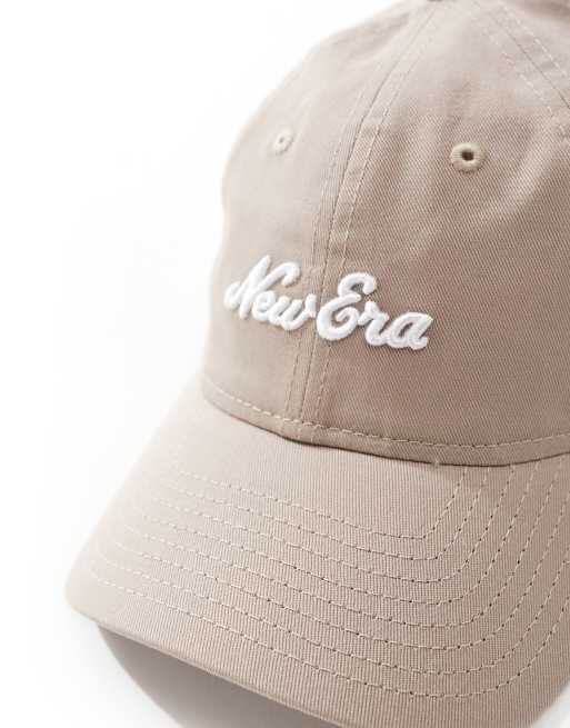 New Era script logo 9Twenty cap in beige | ASOS