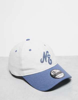 New Era script logo linen 9Twenty cap in blue | ASOS
