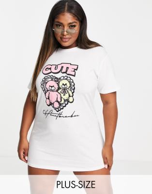 New Girl Order Plus cute bears graphic print oversized t-shirt dress | ASOS