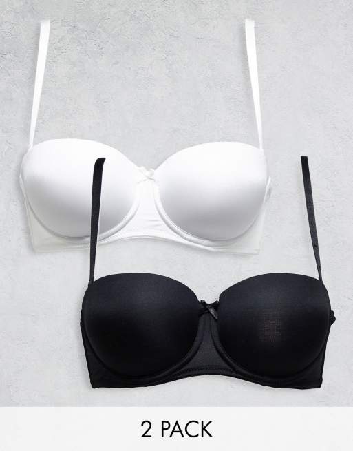 New Look 2 pack multiway strapless bra in black and white | ASOS
