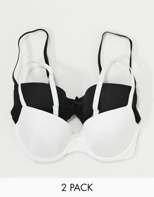 New Look 2 pack t-shirt bra in black & white | ASOS