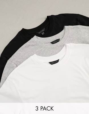 New Look 3 pack boxy tee in black, white and grey | ASOS