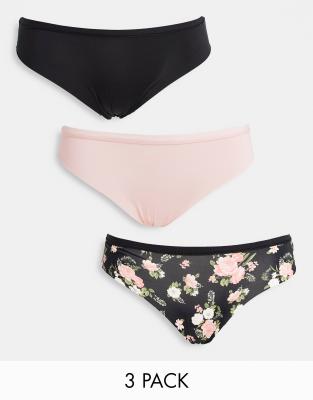 New Look 3 pack floral lace brazilian in multi | ASOS