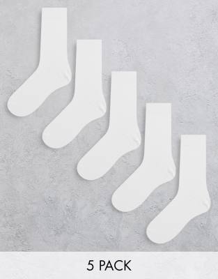 New Look 5 pack basic sock in white | ASOS