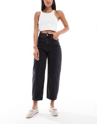 New Look barrel leg jean in black | ASOS