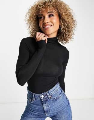 New Look - Body manches longues à col roulé - Noir | ASOS