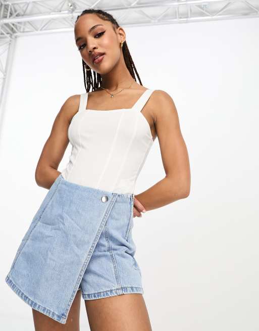 New Look Body Met Smalle Bandjes En Naaddetail In Wit Asos