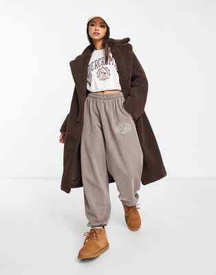 New Look borg coat in brown | ASOS