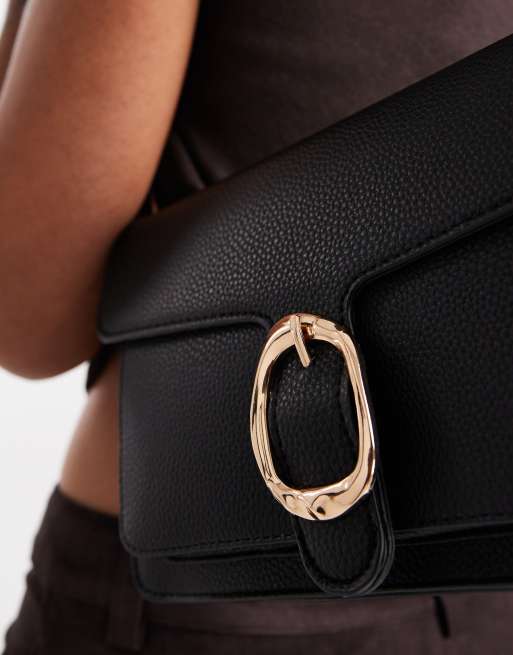 New Look buckle detail shoulder bag in black | ASOS