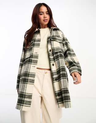 New Look check shacket in khaki | ASOS