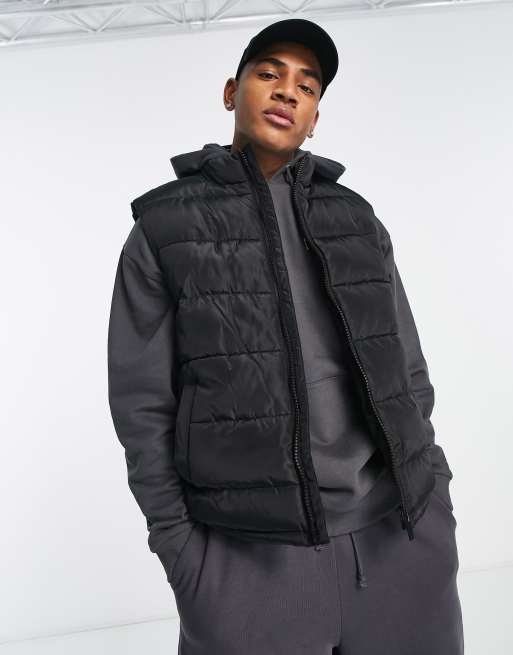 New Look - Doudoune sans manches à col cheminée - Noir | ASOS