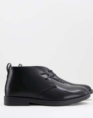 New look faux leather desert boots in black | ASOS