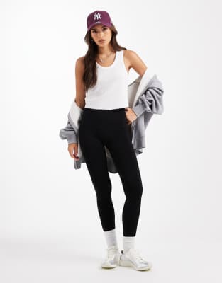 New Look fleece lined seamless leggings in black | ASOS