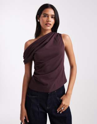 New Look - Gedrapeerde top in pruimenpaars | ASOS