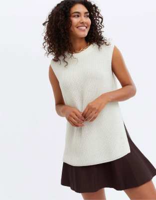 New Look Knitted Vest In Off White | ModeSens