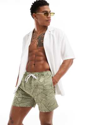 New Look leon leaf swim short in light green | ASOS