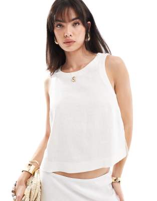 New Look linen blend shell top in white | ASOS