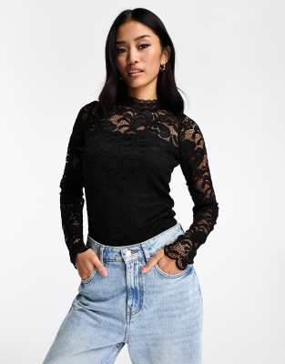 New Look long sleeve lace body in black | ASOS