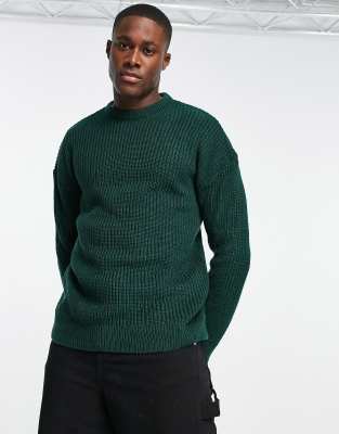 New Look - Maglione comodo verde scuro in maglia stile pescatore | ASOS