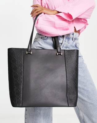 New Look monogram tote bag in black | ASOS