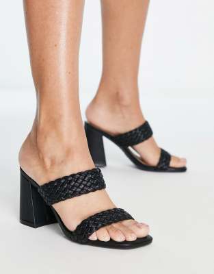 New Look - Mules tressées à talons en 2 parties - Noir | ASOS