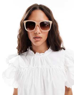 New Look - Occhiali da sole oversize squadrati color visone | ASOS