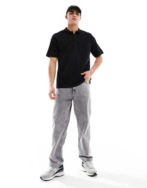 New Look oversized polo in black | ASOS